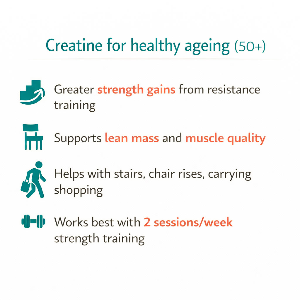 Health Benefits of Creatine: Strength, Brain, Ageing, Safety | Walks4all